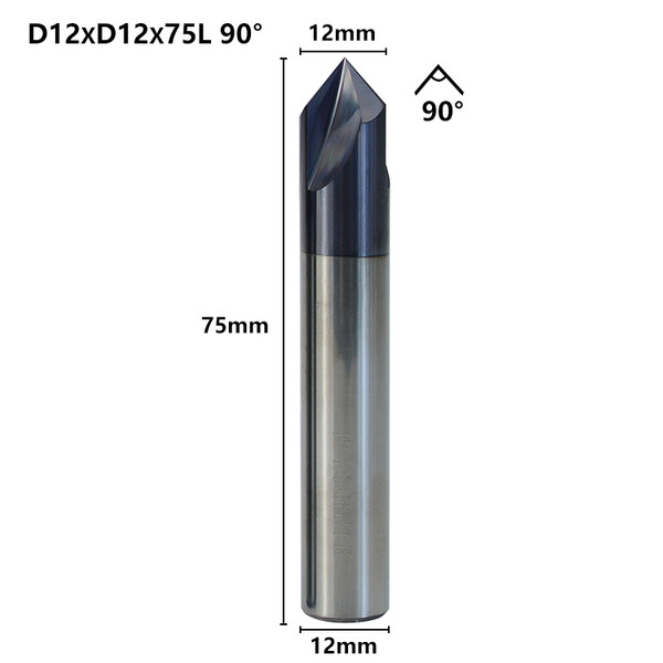 .: Fresa de Chanfro 90°, 12,0 mm Metal Duro HRC50 AlTiN